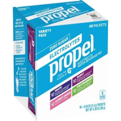 Propel Powder Packets - 40 Pack (Berry, Raspberry Lemonade, Kiwi Straw ...