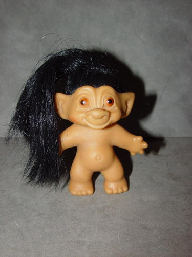 Troll Doll 2 3/4" Vtg 1960's Scandia Rooted Hair Black Bug Eyes | eBay