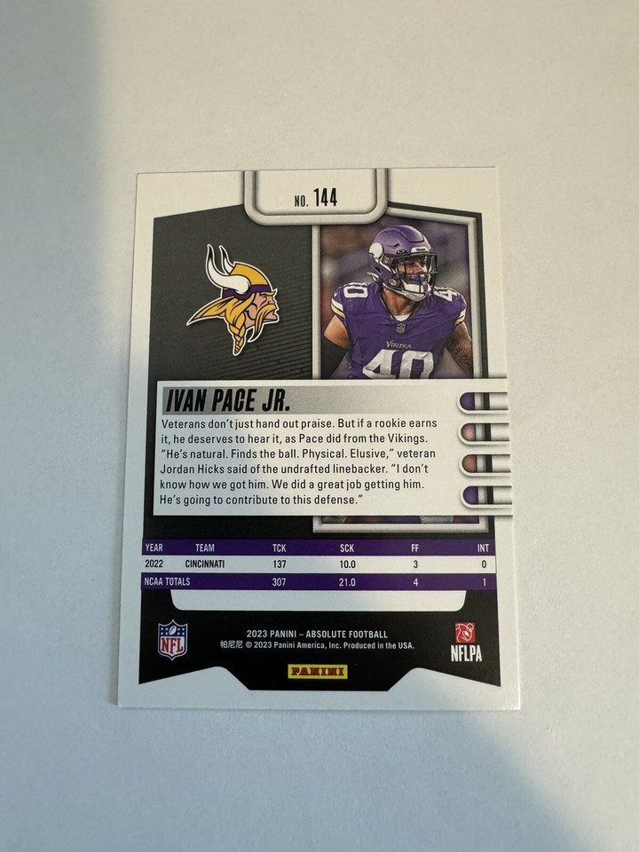 2023 Absolute Football Ivan Pace Jr Rookie Card | eBay