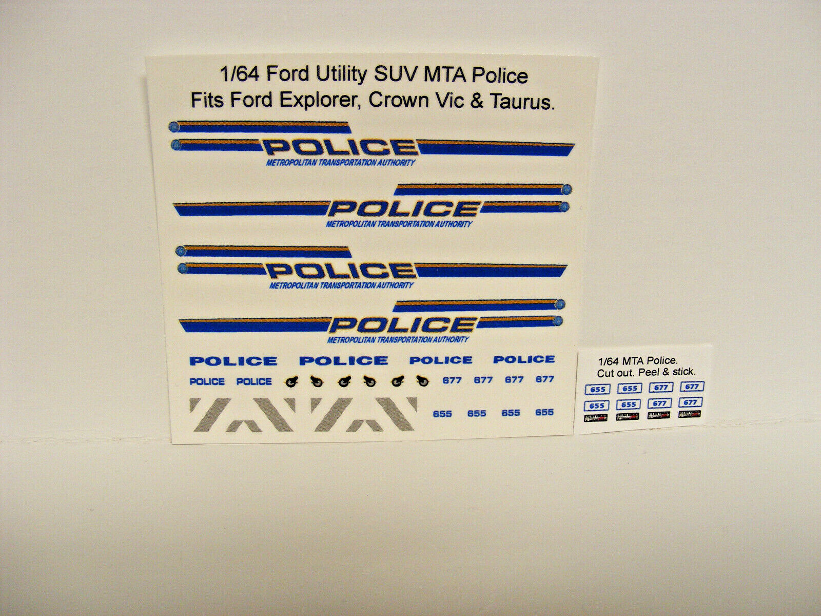 MTA NY Police 1:64 Water Slide Decals 2 Sets Fits GL Police SUV Cars | eBay