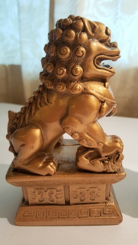 Pair Bronze colour Chinese Feng Shui Foo/ Fu Lion Dogs Temple Guardian ...