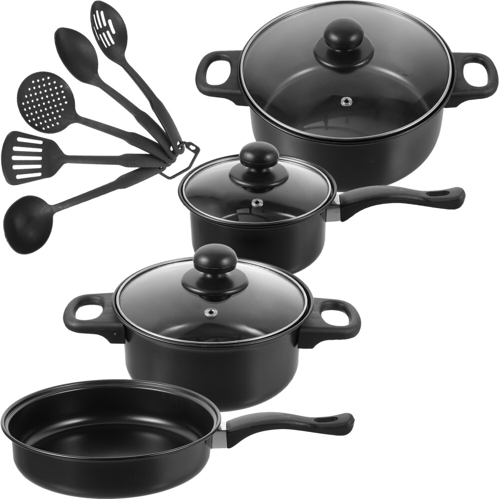 12 Piece Pots and Pans with Utensils, Nonstick Scratch Resistant ...