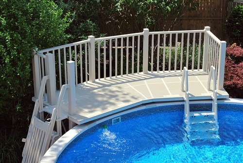 VinylWorks Resin Above Ground Pool Deck Kit w/ Steps - Taupe (Various ...
