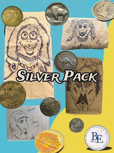 Lot Of 5 WORLD SILVER COINS + Original OOAK Signed Art • Characters ...