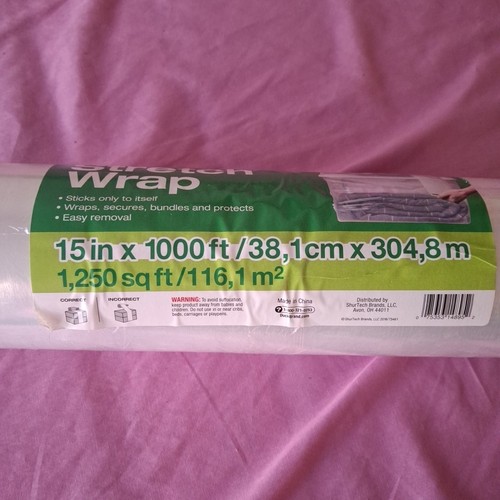 4 Duck Heavy-Duty Plastic Stretch Wrap, 15 in x 1000 ft, Clear Moving ...