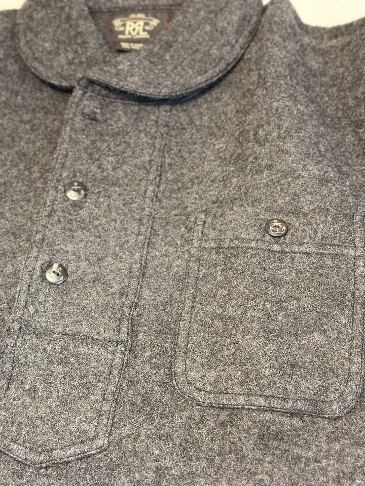 RRL Ralph Lauren Gray Rounded Collar Wool Nautical Jacket Workshirt Men ...
