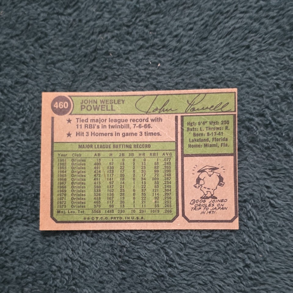 Topps 1974 Boog Powell #460 Baltimore Orioles MLB Baseball Card | eBay