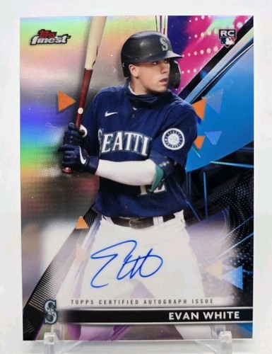 2021 Topps Finest EVAN WHITE Rookie RC Auto Refractor Seattle Mariners ...