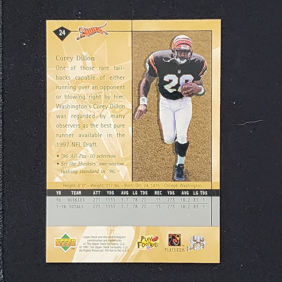COREY DILLON 1997 UPPER DECK #24 STAR ROOKIE BEGNALS NFL | eBay