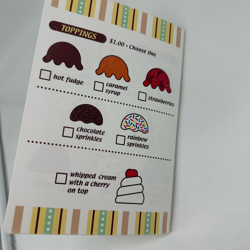 Melissa & Doug Ice Cream Counter REPLACEMENT PARTS Scoops Toppings Menu ...