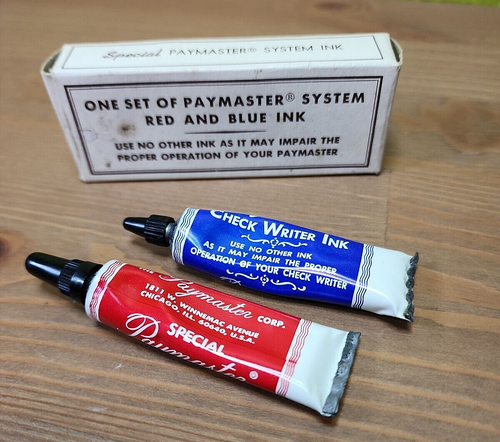 VTG 1950s Special PayMaster System Check Writer Red & Blue Ink One Set ...