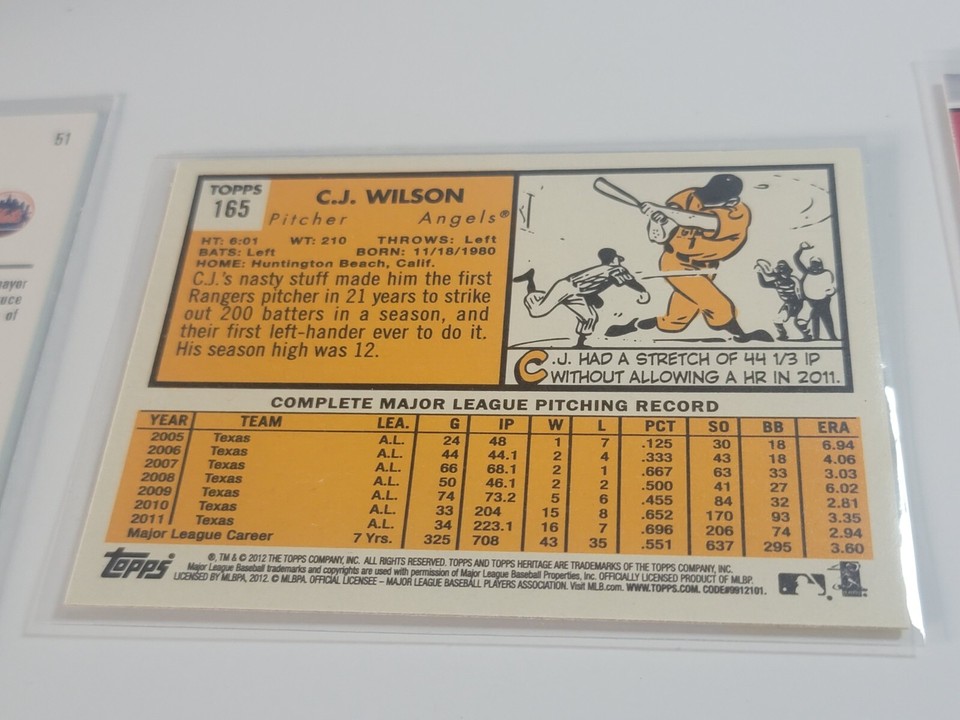 C.J. WILSON 2012 Topps Heritage #165. ANGELS | eBay