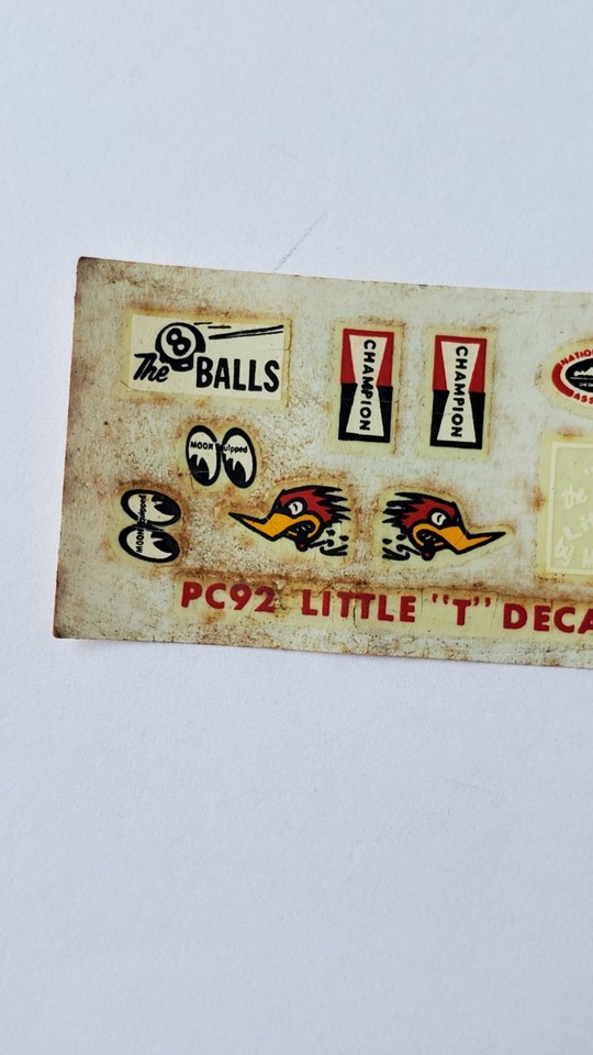 Vintage Monogram LITTLE T Roadster Hot Rod 1/24 Model Kit DECAL SHEET ...