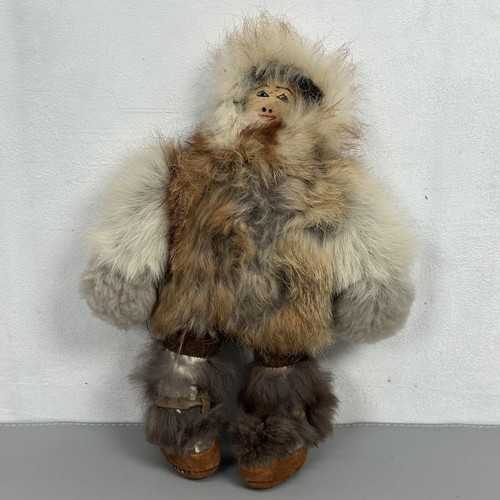 Vintage Alaskan Native Eskimo Doll Handmade W/ Leather Fur Parka ...