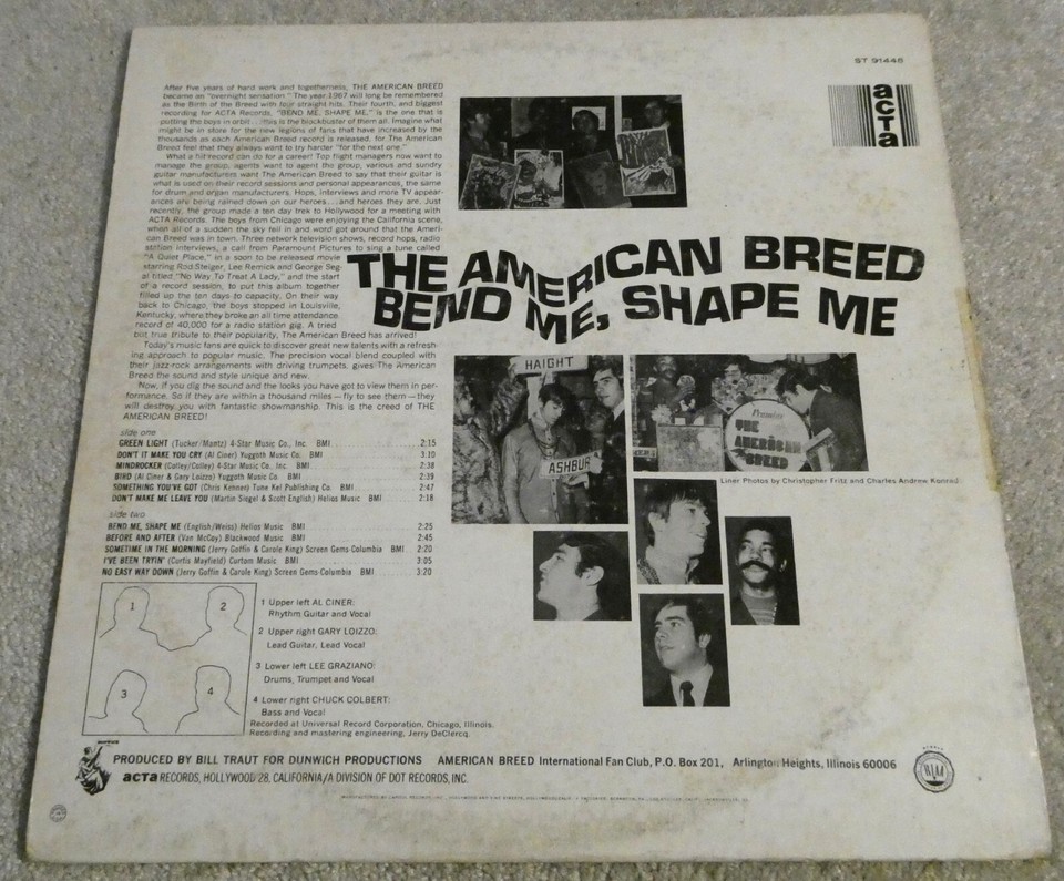 American Breed LP Record Album Bend Me Shape ACTA ST-91448 1968 Green ...