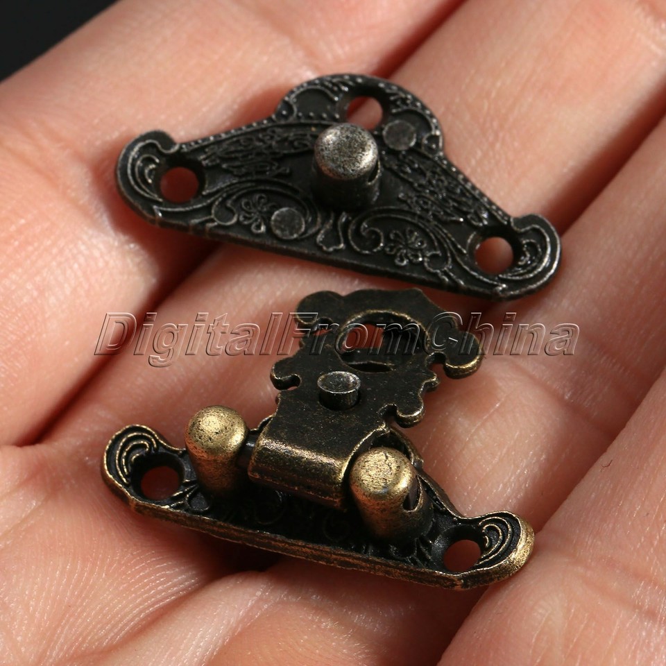 12X Antique Brass Jewelry Gift Hasp Wooden Box Deco Hasp Latch Hook ...