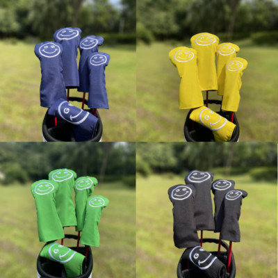 4Color Simple Smiling Golf Driver Cover 3 5 Fairway Wood Cover Hybrid ...