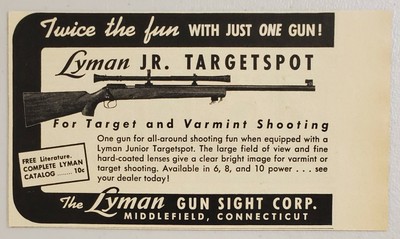 1951 Print Ad Lyman Jr. Targetspot Rifle Scopes Target Varmint ...