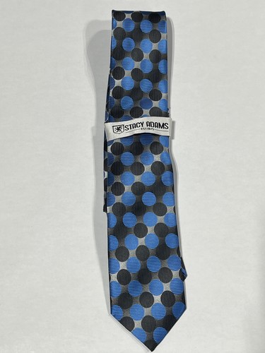 Mens Stacy Adams Blue Polka Dot Pattern Tie With Matching Pocket Square ...