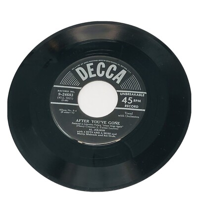 Al Jolson After You've Gone My Chinatown Decca 45 Record 9-24683 | eBay