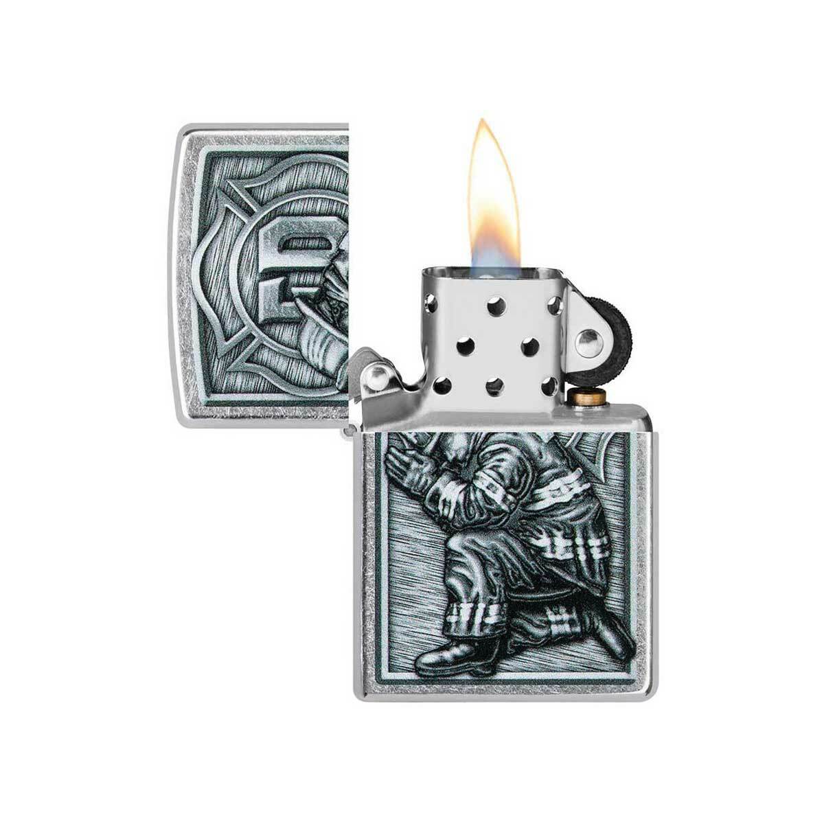 Zippo Windproof Lighter Firefighter Design Street Chrome 49785 | eBay