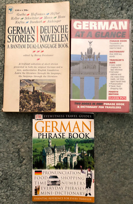German Language books, lot of 3, German Stories, German at a Glance ...
