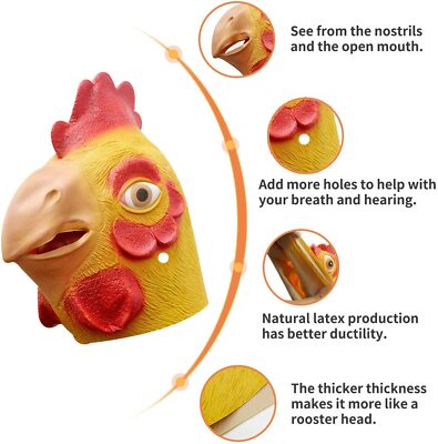 New Creepy Party Deluxe Rooster Chicken Mask Rooster Cosplay Halloween ...