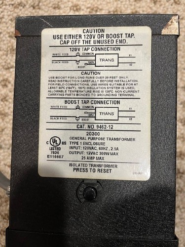 Sea Gull Lighting Low Voltage Transformer 9462-12 Input 120VAC Output ...