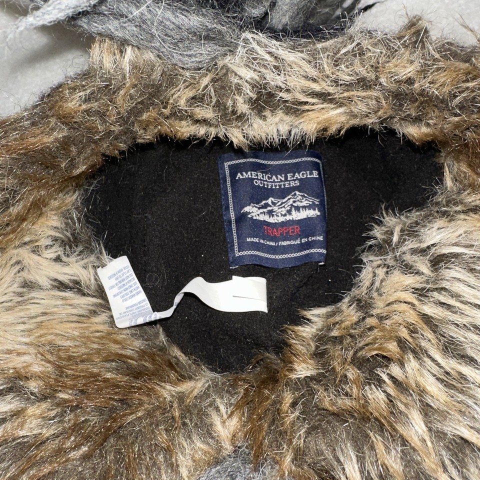 American Eagle Mohawk Trapper Winter Hat Faux Fur Ski Wool Ear | eBay