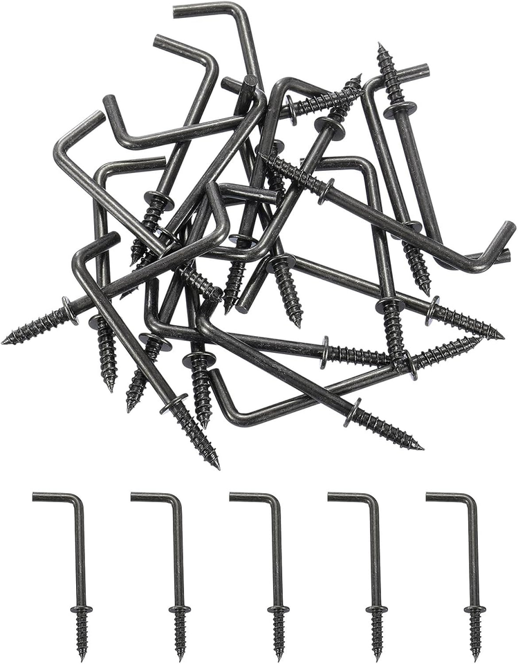 50 Pcs L Shape Hooks, 1 1/2 Inch Right Angle Hooks Carbon Steel Small ...