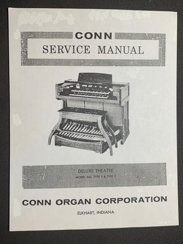 Conn 645 Deluxe Theatre Organ Service Manual Photocopy | eBay