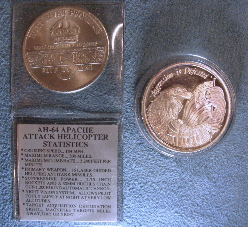 Desert Storm/Persian Gulf War 1991 Military Coins-Apache Helicopter ...