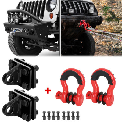 2 Pack 3/4'' D-Ring Shackles w/Backer Plate Bolt on Clevis Bumper Mount ...