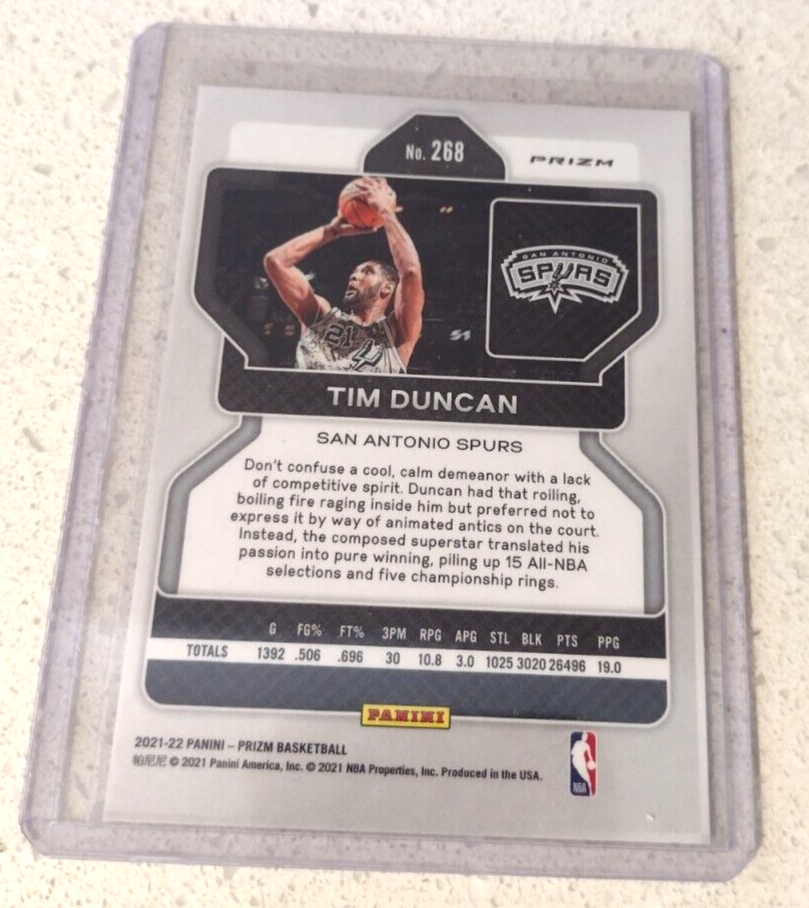 2021-22 Panini Prizm Tim Duncan silver prizm San Antonio Spurs | eBay
