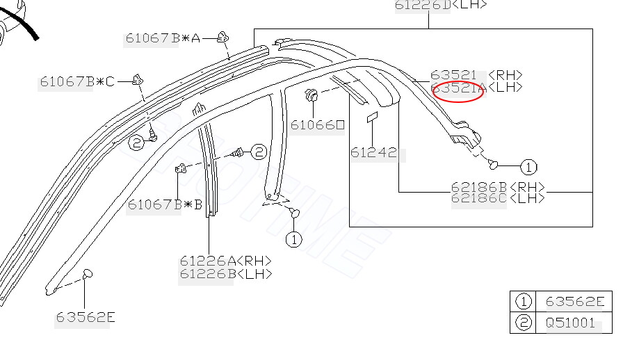 SUBARU GENUINE GC8 Impreza Sedan WRX STI Left Side Door Weatherstrip ...