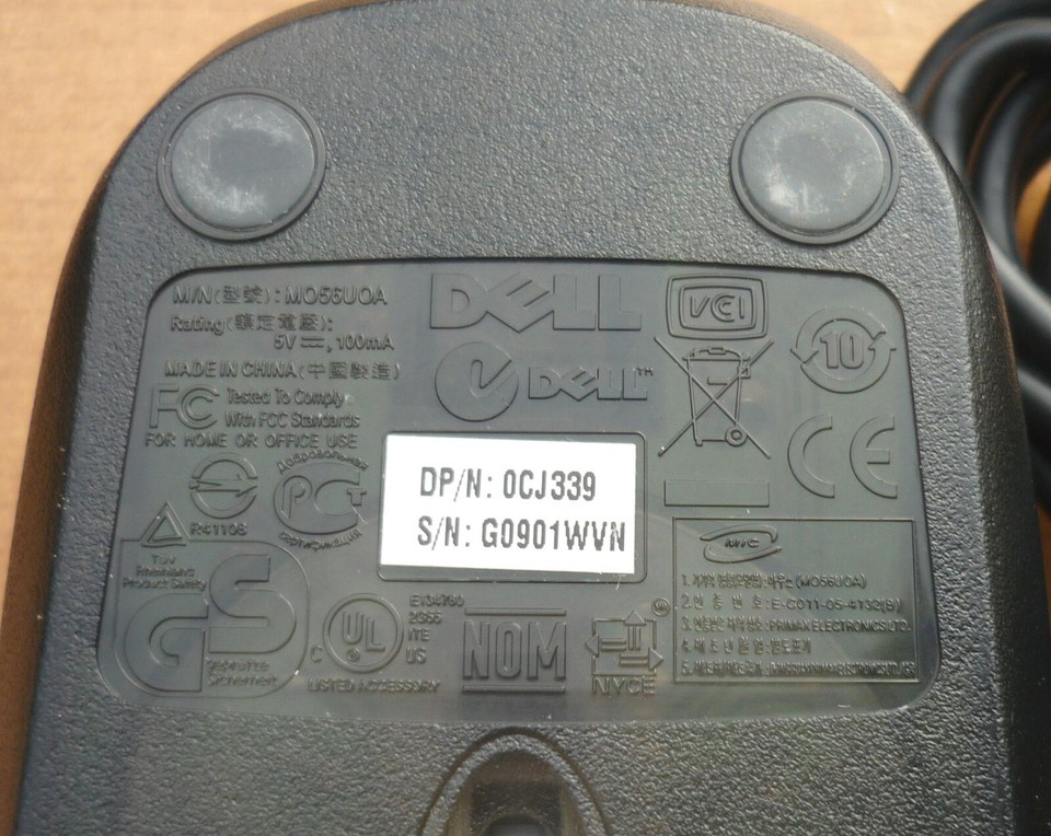 Vintage Dell USB Optical Mouse MO56UOA Black & Silver - EXCELLENT ...