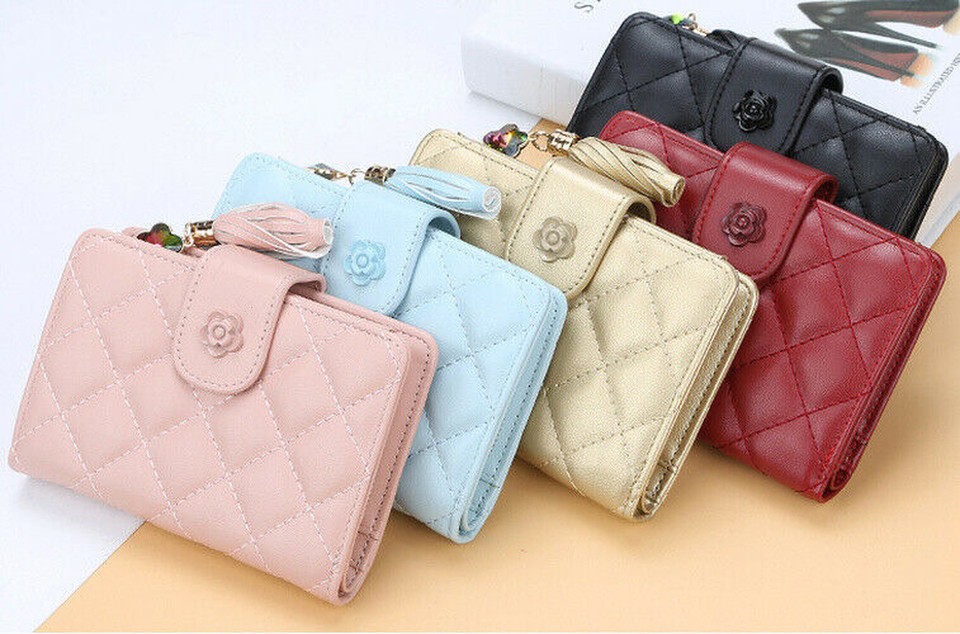 Women RFID Wallet Leather Small Clutch Coins Purse Credit Card Holder ...