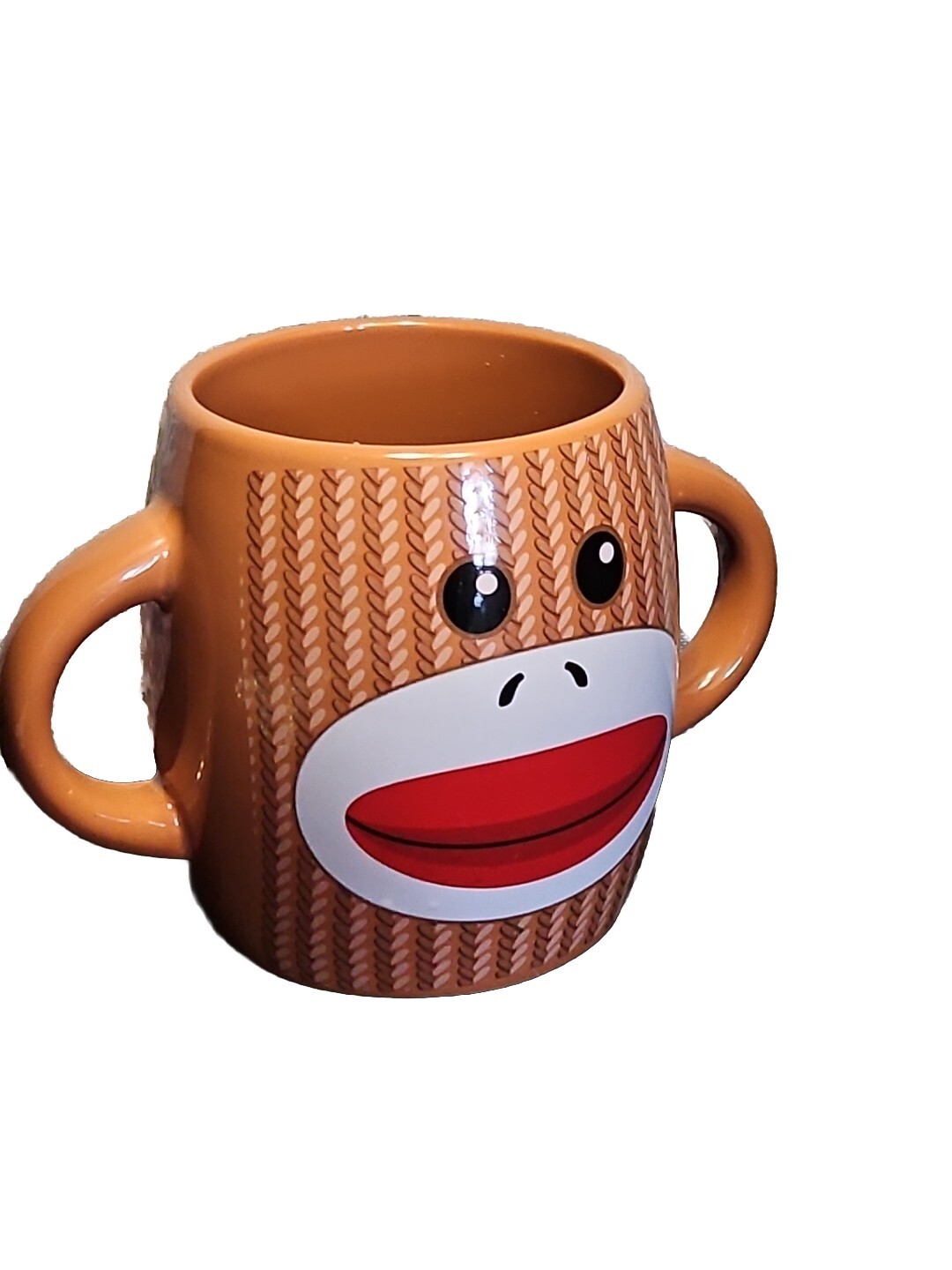 Sock Monkey Coffee Mug Cup Double Handle Ceramic Brown Paul Frank ...