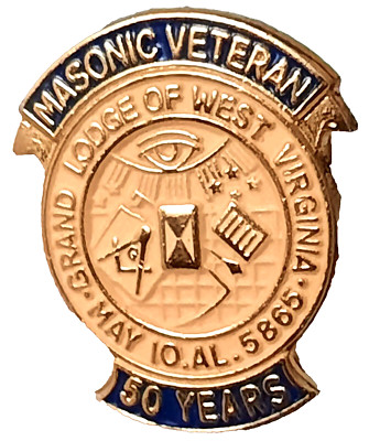 Grand Lodge of West Virginia Masonic Veteran 50 Years Lapel / Hat Pin ...