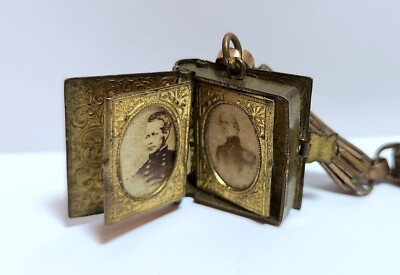 Rare Civil War generals soldier chatelaine chain locket, CDV photos ...