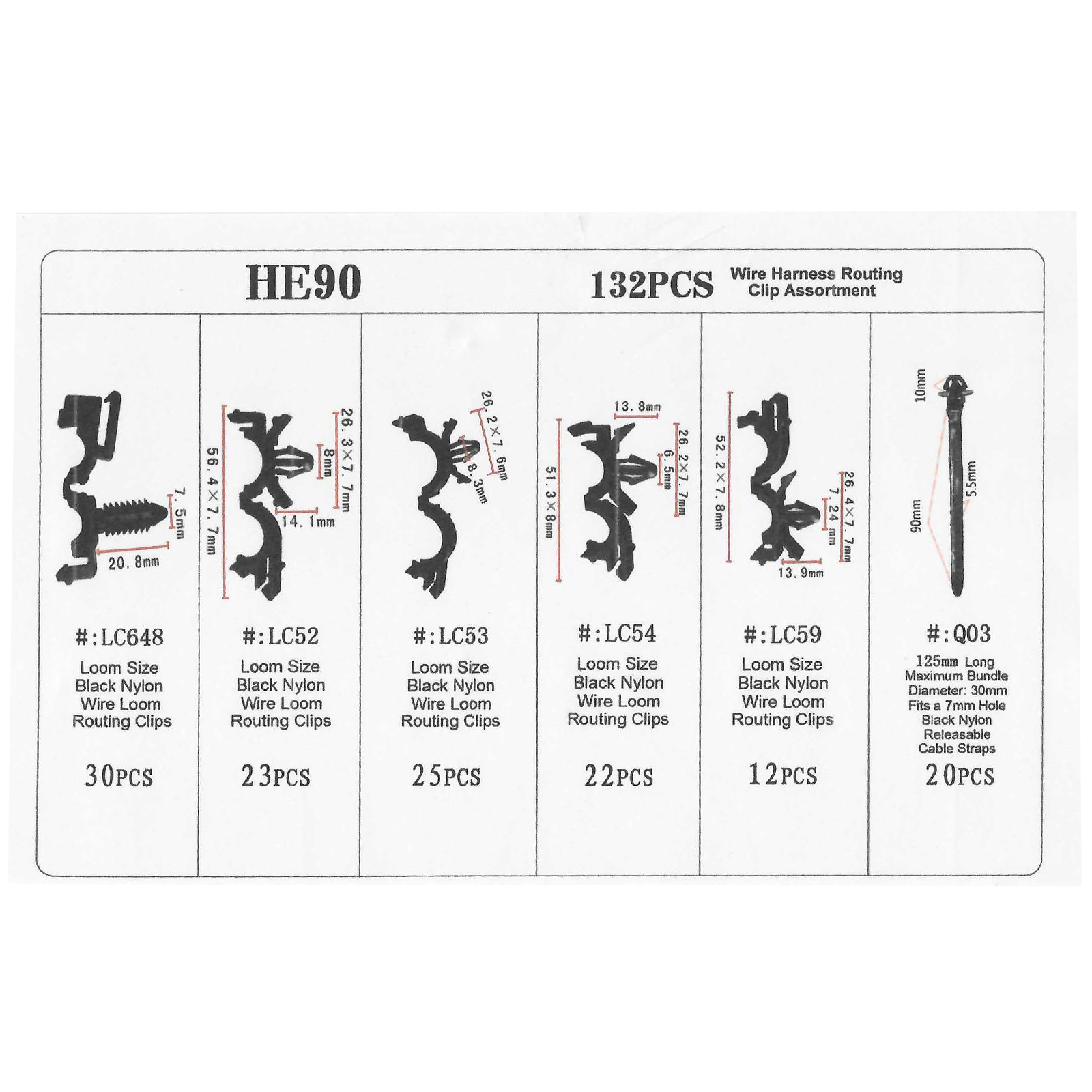 132x Wiring Harness Wire Loom Routing Clips Assortment Convoluted ...