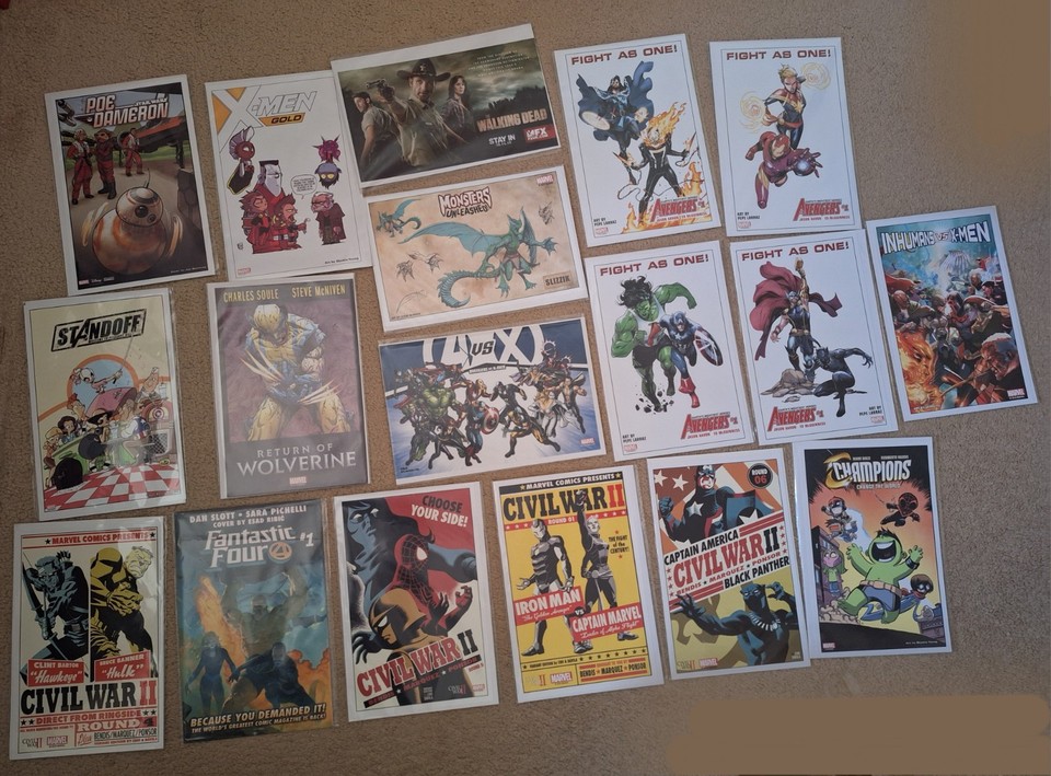 Marvel Card Posters Lot – Civil War II, Wolverine, Avengers, X-Men – 18 ...