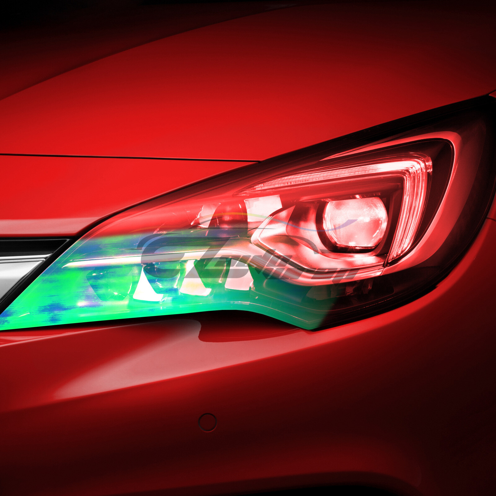 *Extra Wide* Chameleon Neo Chrome Red Headlight Taillight Sticker Tint ...