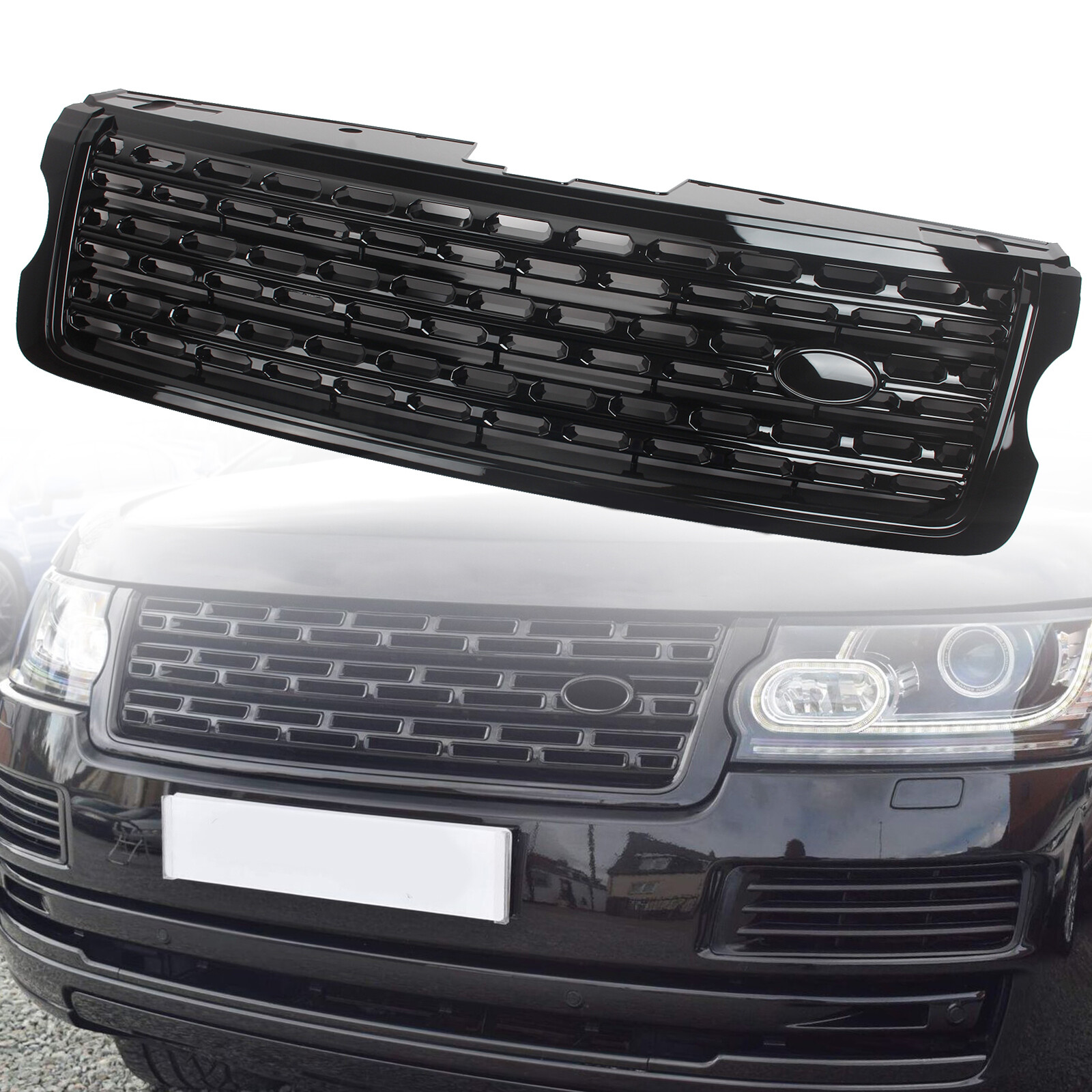 Front Grille Grill For 2013-2017 Land Rover Range Rover Gloss Black ...