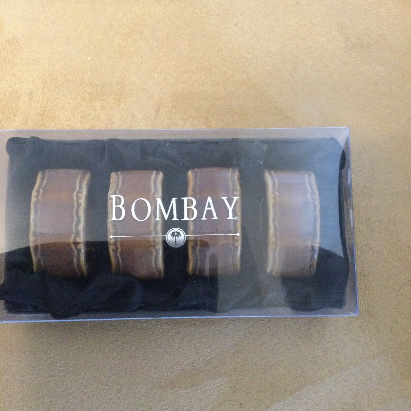 Set of 4 Oxblood Napkin Rings The Bombay Company Ceramic Dinner Service ...