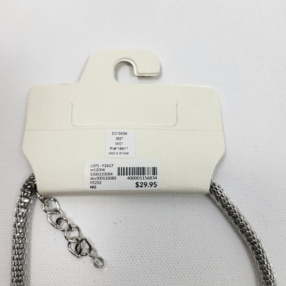 Catherines Charm Necklace Silver Tone Rhinestone Accent Chain Necklace ...