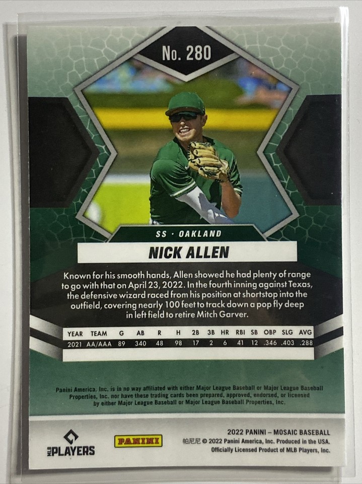 2022 Panini Mosaic Nick Allen Rookie Card #280 Oakland A’s | eBay