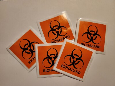 New 5 pack Orange Biohazard Sticker 3” x 3” | eBay
