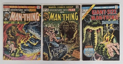 FRANK BRUNNER ALL SIGNED (3) COMIC LOT Fear 15 16 Giant-Size Man-Thing ...