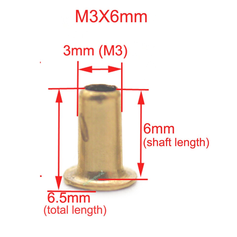 M3 M4 Metric Brass Grommet Eyelet Rivet Crafting Finding Through Nut ...